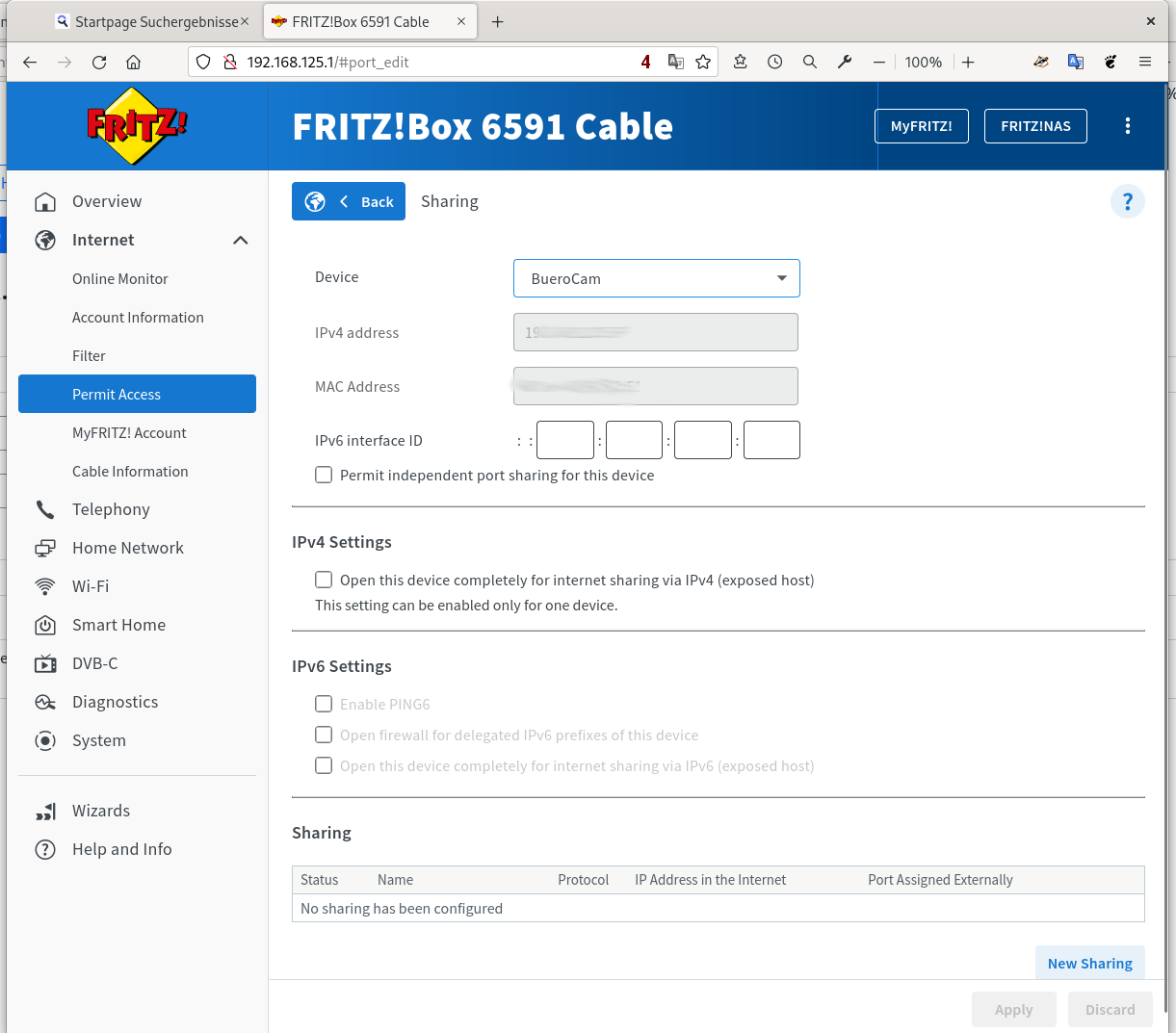 FRITZ!Box with Fritz!OS 7.50: Port sharing and dynamic DNS - CAM-AI ...